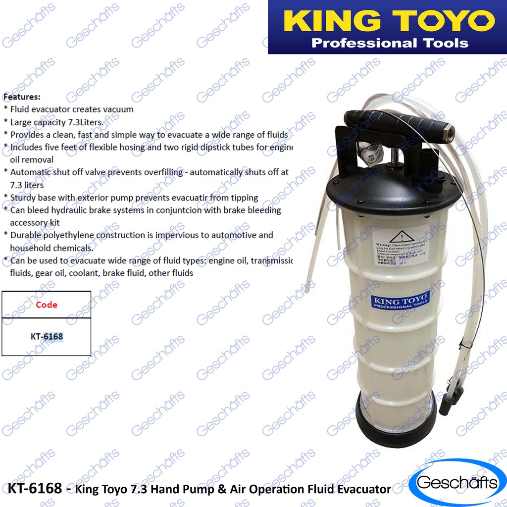 King Toyo Manual Hand Pump Or Pneumatic Oil Extractor 7.3L / 9.5L ...