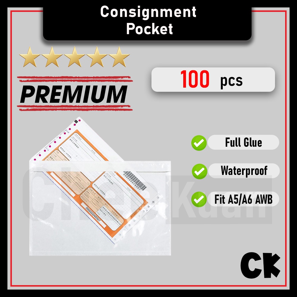 Consignment Note Pocket A5 (17cm*25cm) FULL GLUE Courier Flyer Pouch ...