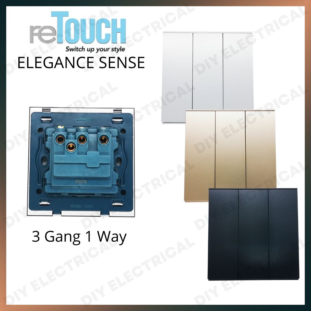 reTouch Elegance Sense 16A Wall Switch Socket Outlet Plug 1Gang 2Gang ...