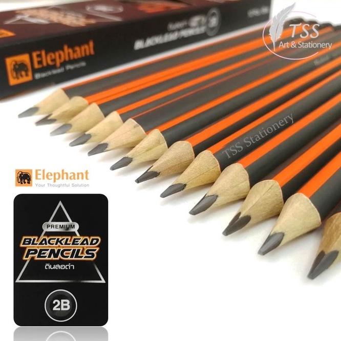 Elephant Blacklead Premium Triangle Graphite 2B Pencils Set 12pcs/1Box ...