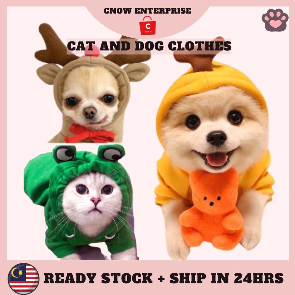 Pet Clothes Cat Dog Kitten Shirt Hoodie Pouch Baju Kucing Topi Comel ...