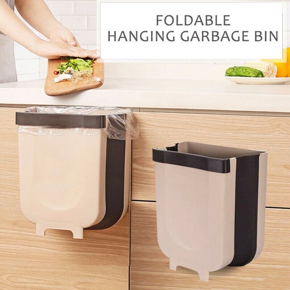Foldable Kitchen Trash Dustbin Garbage Basket Dustbin 柜门壁挂式 多功能折叠垃圾桶 厨房 ...