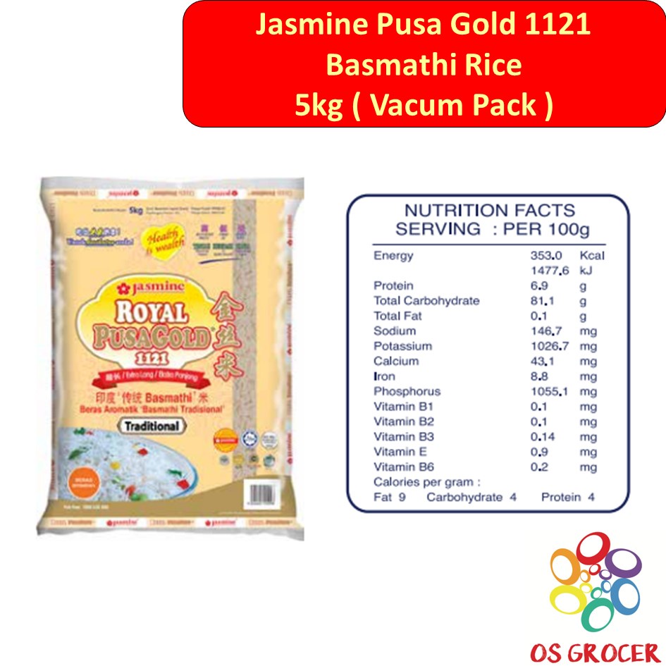Jasmine Pusa Gold 1121 Basmathi Rice 5kg | Shopee Malaysia