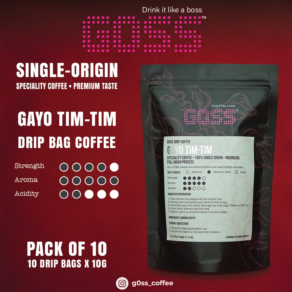 GOSS GAYO TIM-TIM Drip Coffee (10 drip bags coffee X 10g) | Shopee Malaysia