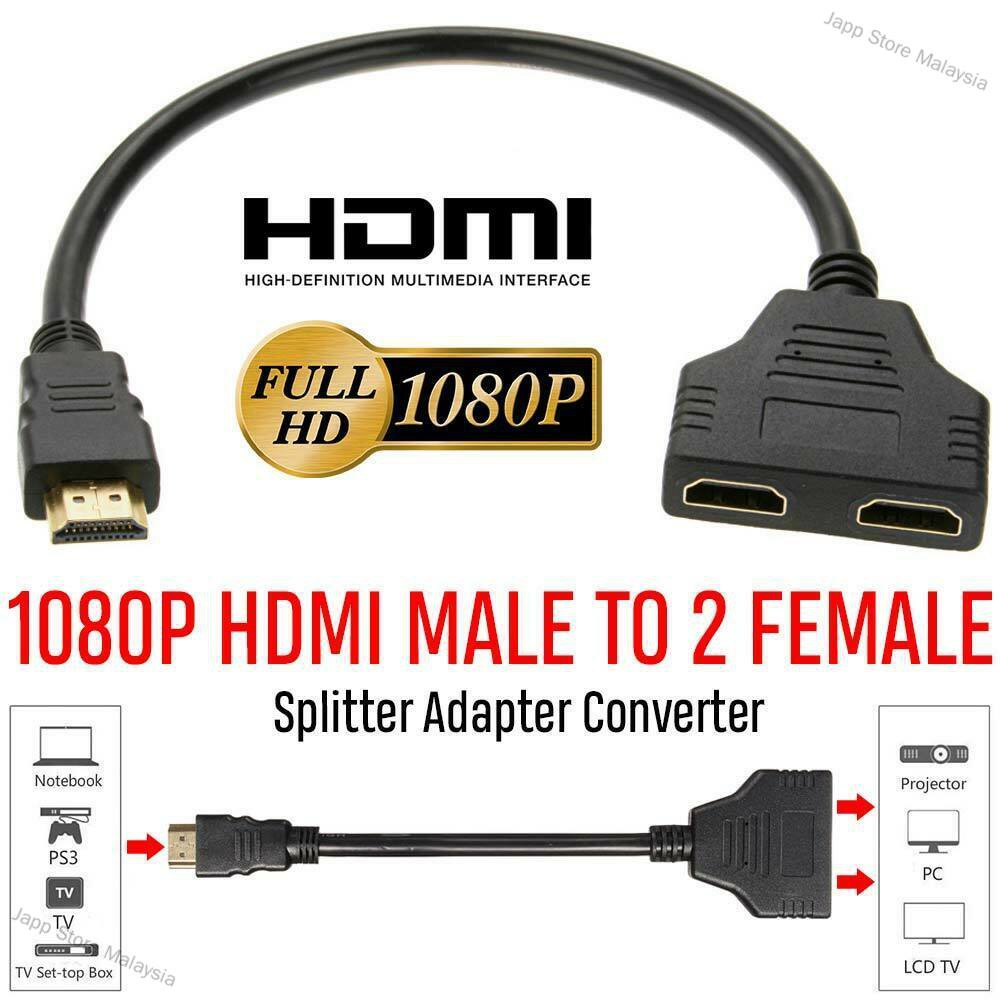 💥Ready Stock💥 1080P HDMI Splitter Male to Female Cable Adapter ...