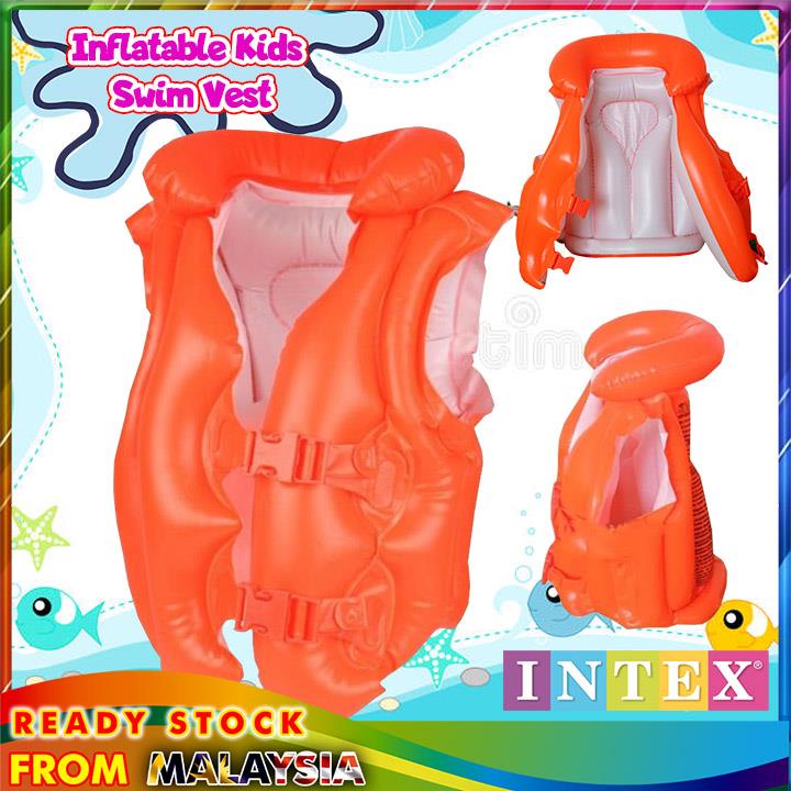 INTEX 58671 Deluxe Swim Vest Inflatable Life Jacket Lifebuoy Swim Vest ...