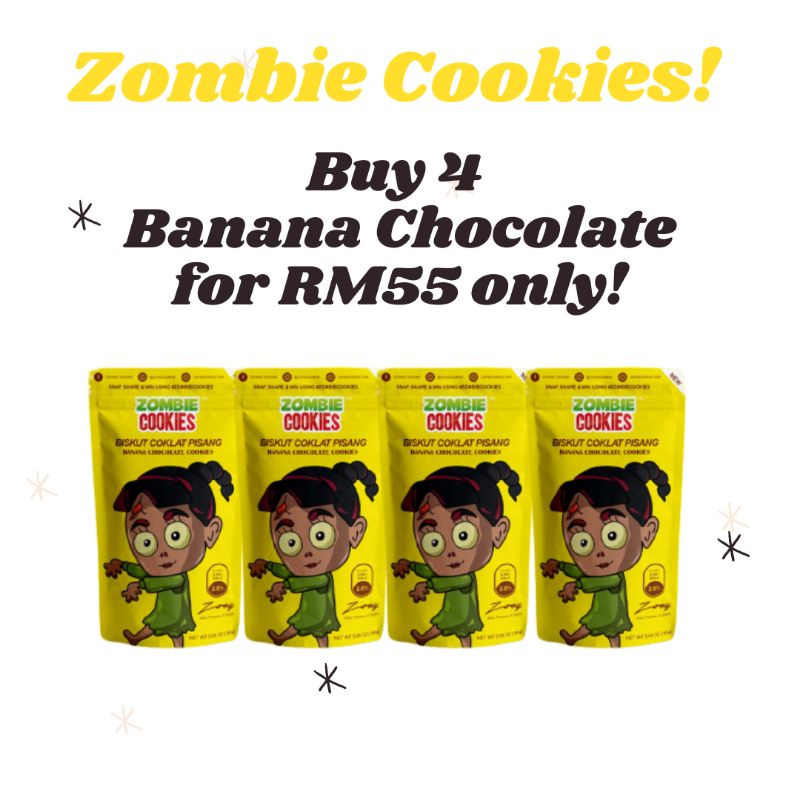 ZOMBIE COOKIES Biskut Red Velvet + Mocha + Banana Chocolate + Salted ...