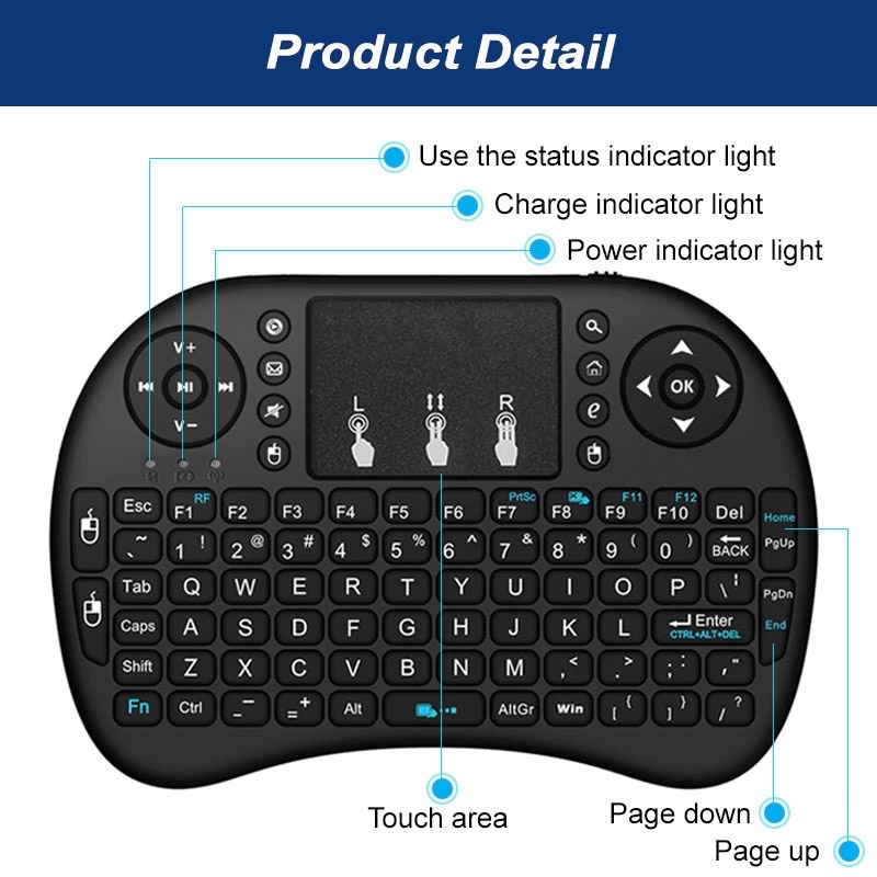 I8 KEYBOARD AIR MOUSE MINI WIRELESS BACKLIT TOUCHPAD KEYBOARD MOUSE ...