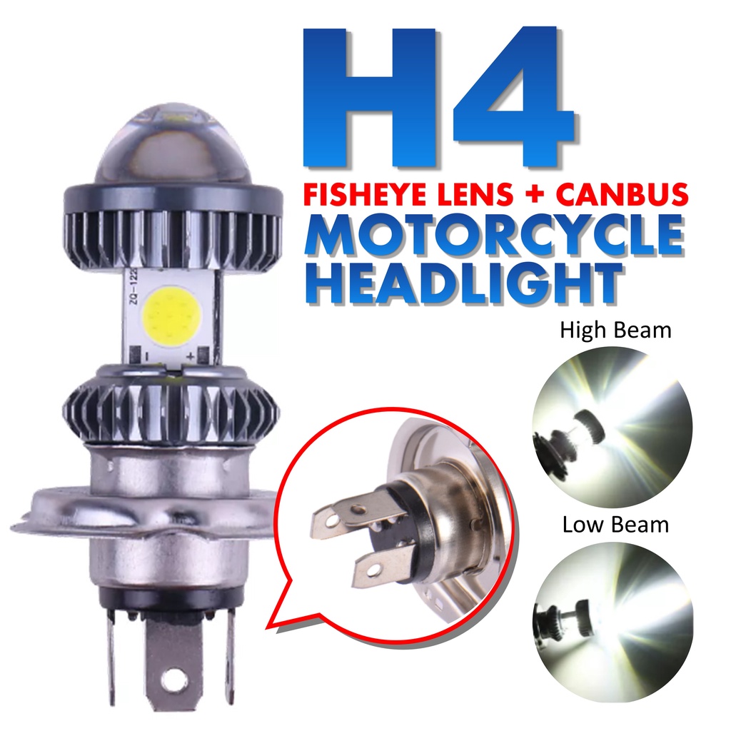 1PC H4 CANBUS Motorcycle Fisheye Lens Headlight White Yellow Motorbike Yamaha Kawasaki Modenas ...