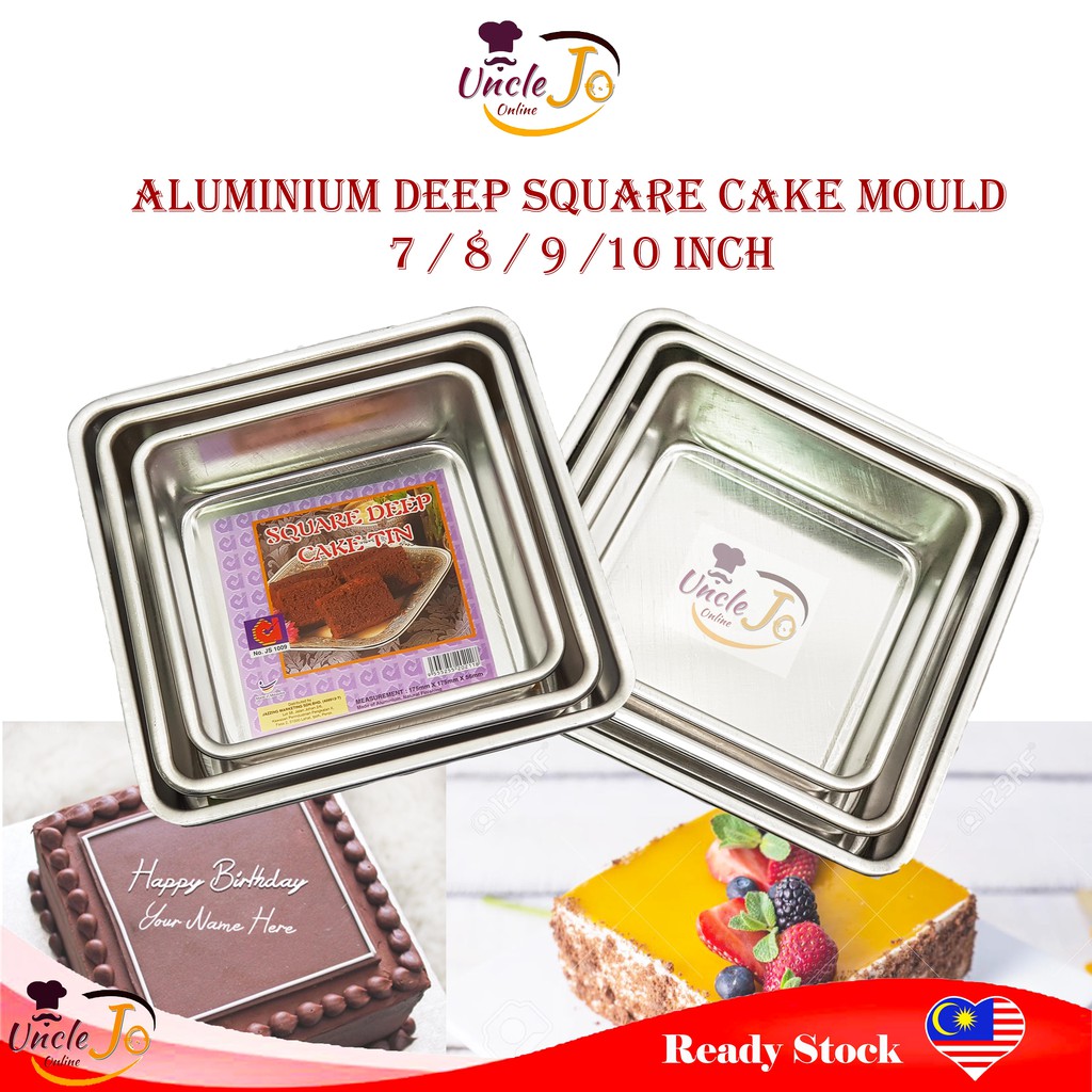 Aluminium Deep Square Cake Mould - 7 / 8 / 9 / 10 Inch | Loyang Kek ...