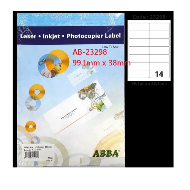 ABBA LASER INKJET LABEL STICKER PAPER A4 100 sheets - ABBA LASER INKJET ...