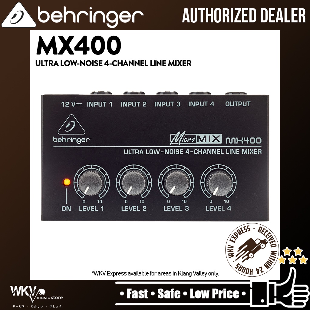 Behringer Micromix MX400 Ultra Low-Noise 4-Channel Line Mixer (MX-400 ...