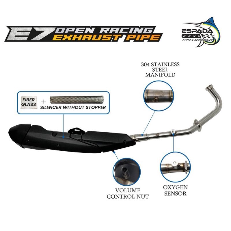 Espada Standard Racing Exhaust E7 E6 BP1 BP2 BACK PRESSURE RS150 RSX VF3I LC135 V8 FI Y15ZR Y15 ...