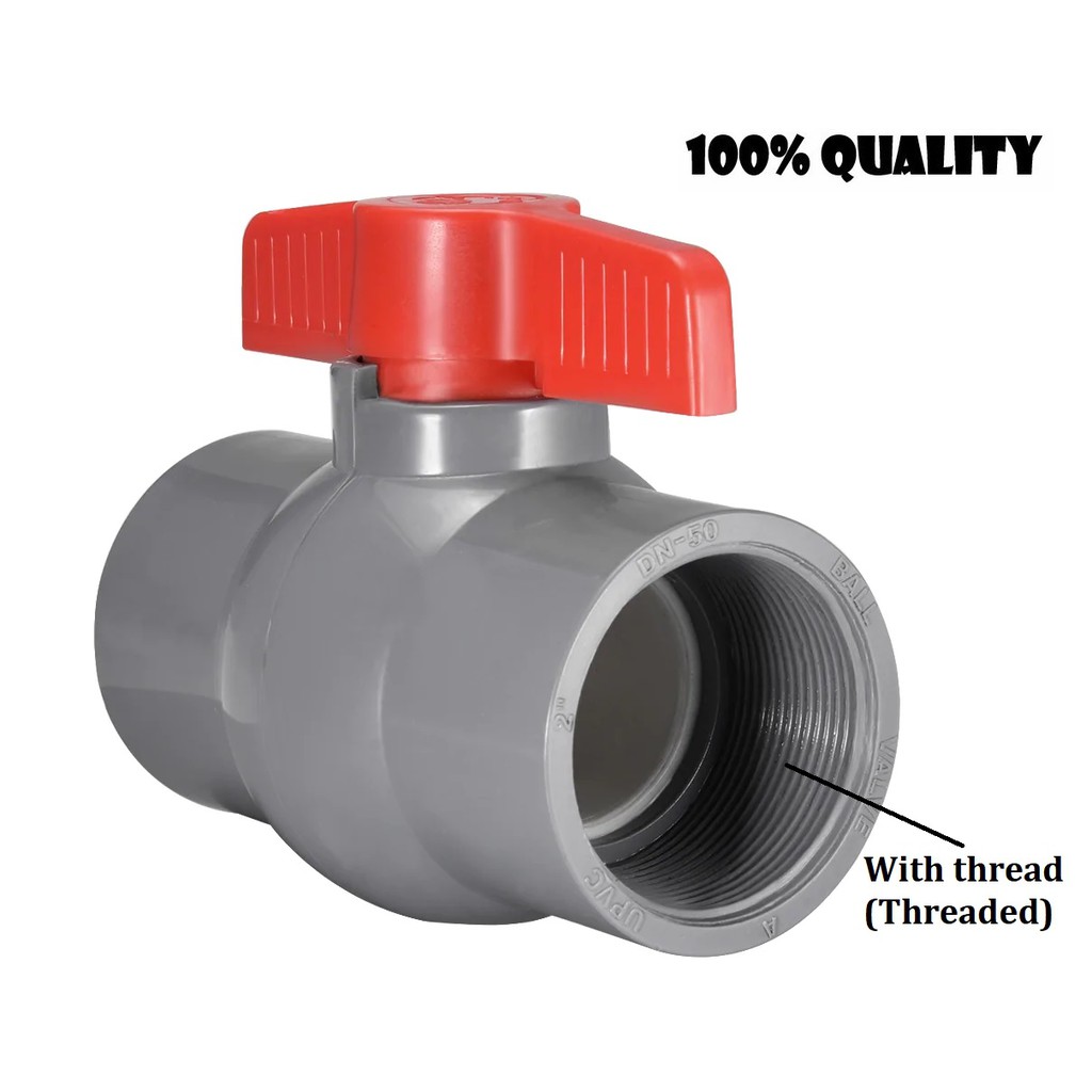 PVC Stop Cock Ball Valve NON THREADED OR THREADED Thread Pipe Fitting ...