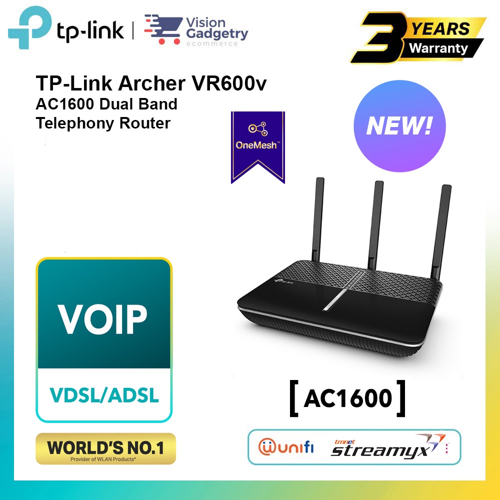TP-Link Archer VR600v AC1600 Telephony VDSL/ADSL Wireless Wifi Router ...