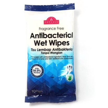 TOPVALU Antibacterial Wet Wipes 3 packs x10pc Travel Wet Tissues (Fragrance-Free/ With Fragrance ...