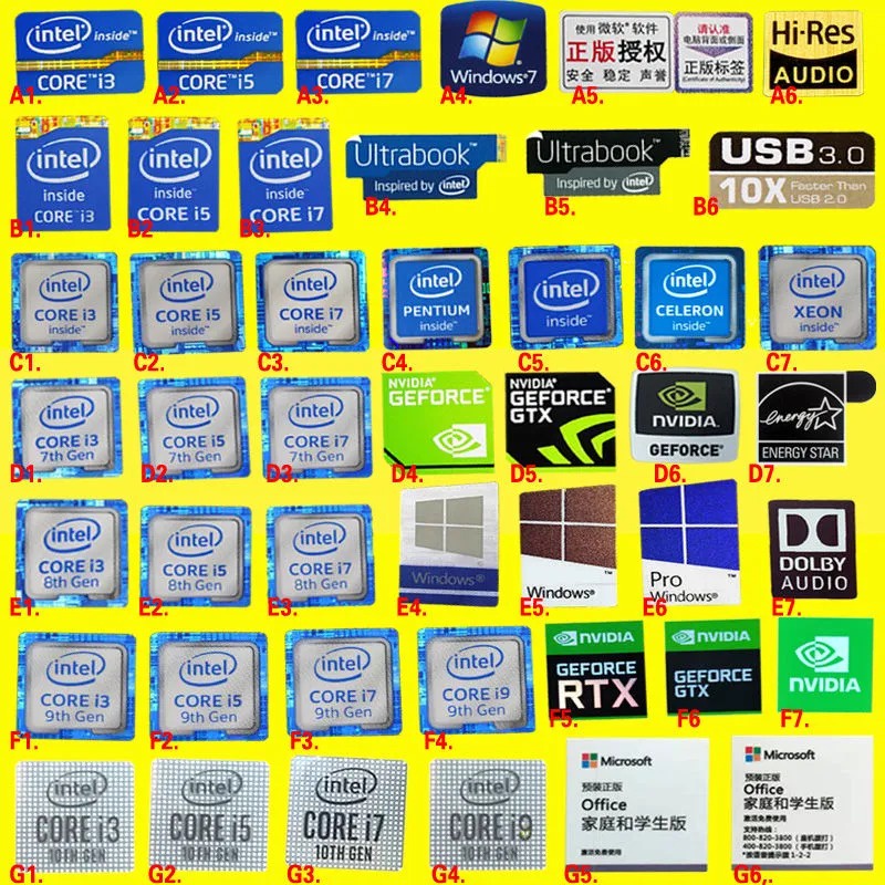 Applicable to notebook Intel computer core CPU sticker NVIDIA graphics ...