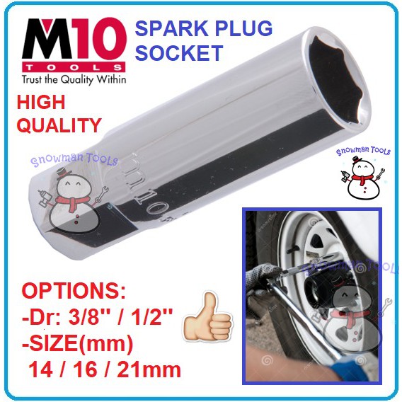 HIGH QUALITY M10 SPARK PLUG SOCKET MAGNETIC DRIVER DEEP SOCKETS DR 6PT ...
