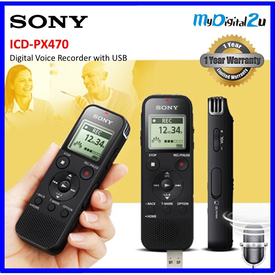 Sony ICD-PX470 4GB Digital Voice Recorder With USB (Black) | Shopee Malaysia