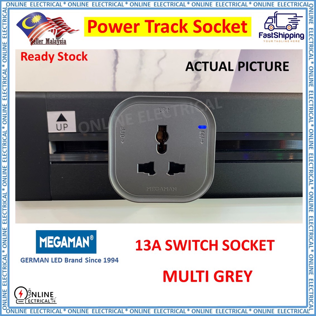 [SIRIM] RETOUCH / MEGAMAN Power Track Switch Socket- 13A Flat Pin ...