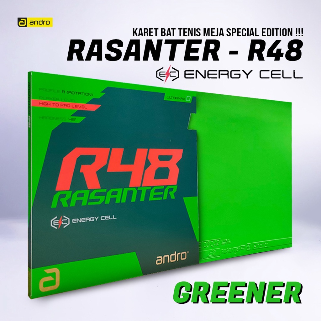 Andro Rasanter R48 Energy Cell Sponge Greener Table Tennis Bat Rubber ...