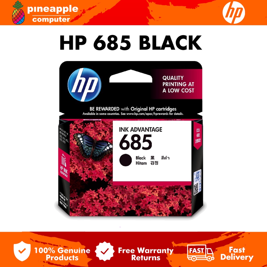 HP 685 Black Original Ink Advantage Cartridge (CZ121AA),For 4615/4625 ...