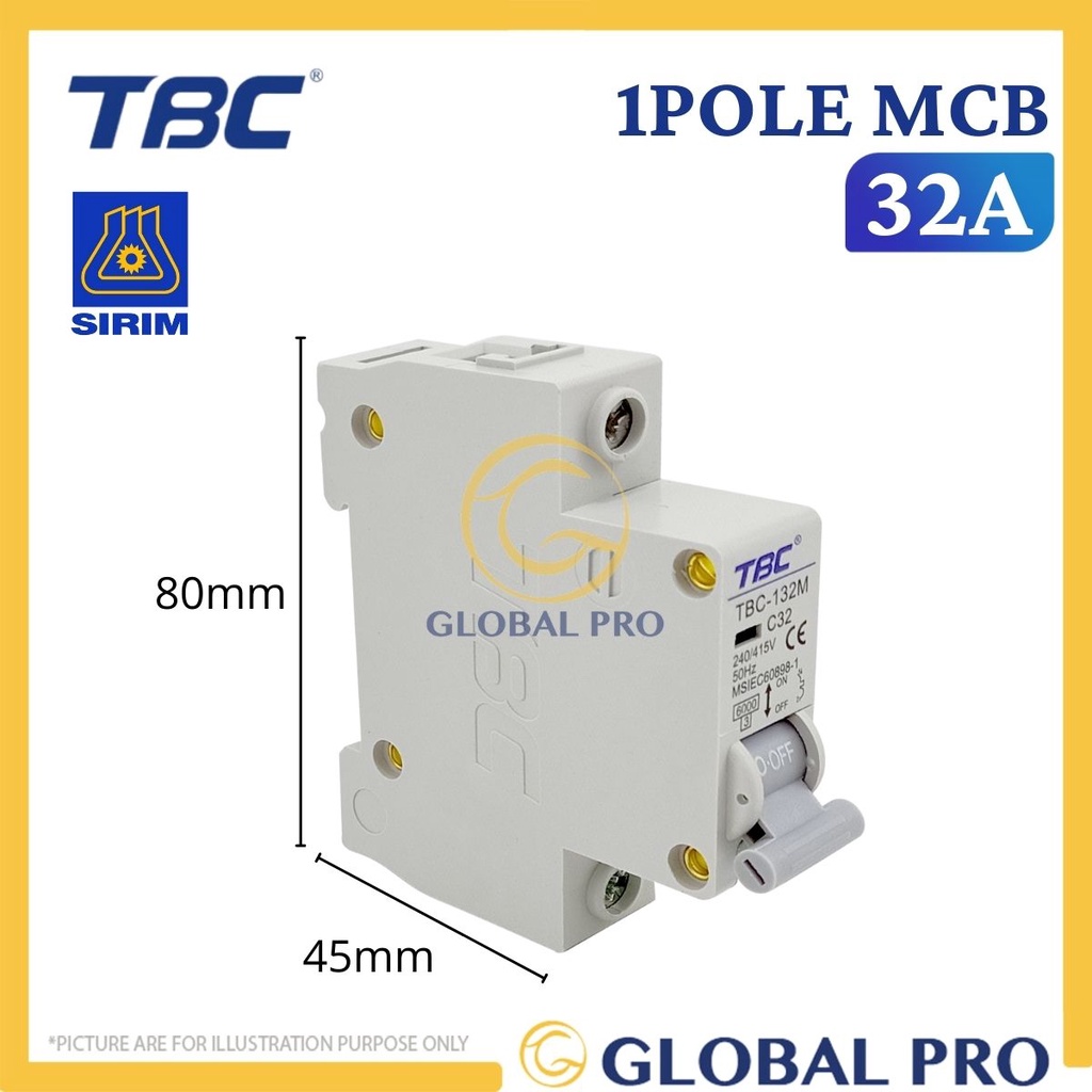 [SIRIM] TBC 1 POLE MCB ( Miniature Circuit Breaker) 6,10,16,20,32,40,50 ...