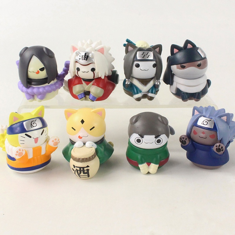 8Pcs/Set Anime Naruto Figures Uzumaki Naruto Kakashi Jiraiya Uchiha ...