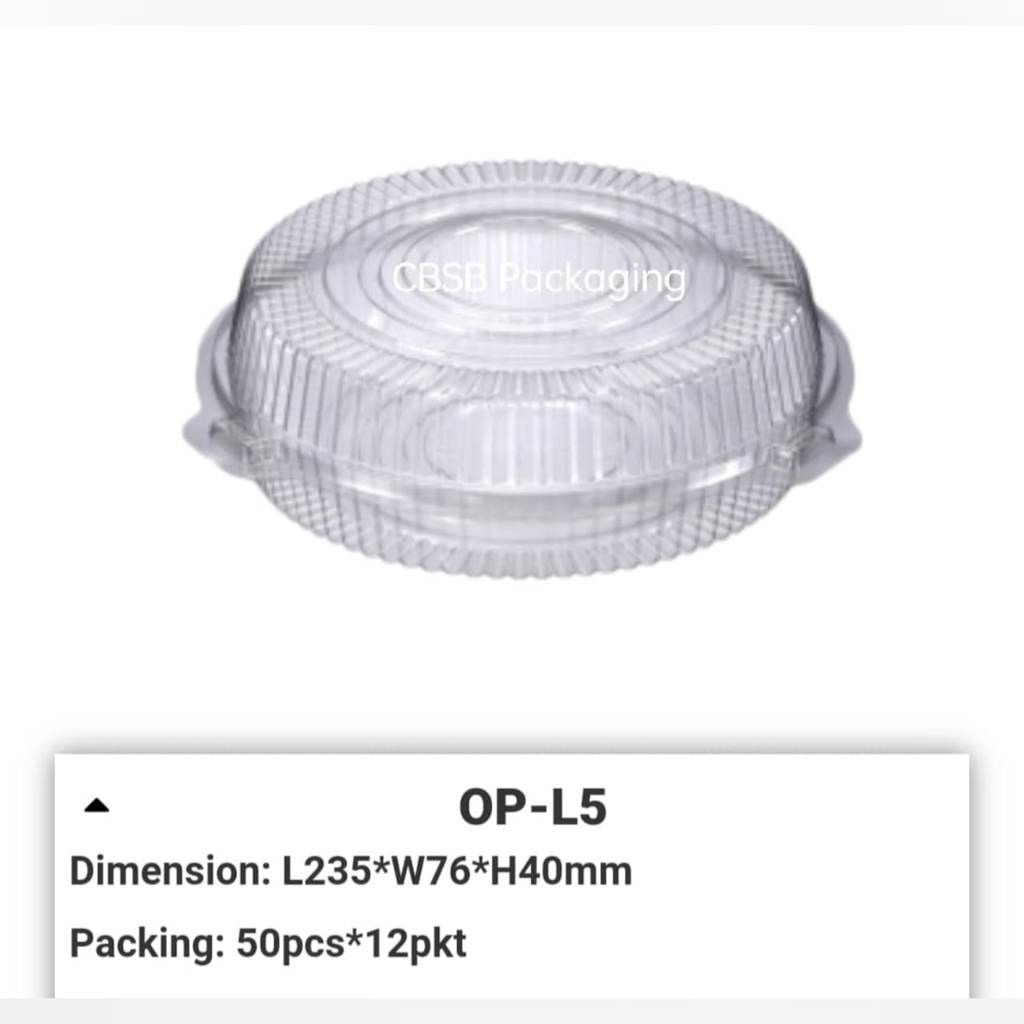 OPS L5 DISPOSABLE CLEAR PLASTIC FOOD BOX / CAKE / KUIH MUIH (50PCS ...