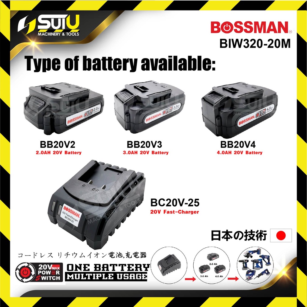 BOSSMAN BIW320-20M 20V 320NM 1/2" Cordless Impact Wrench 2000RPM (SOLO ...