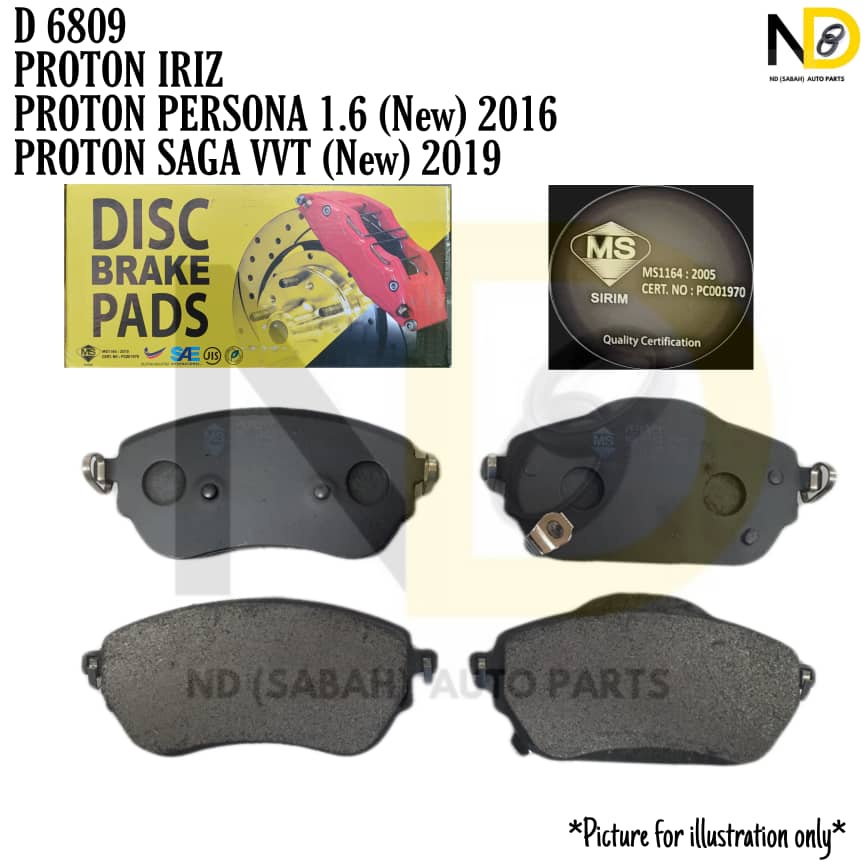 PROTON SAGA VVT NEW 2019+ / PERSONA 1.6 2016+ / IRIZ D6809 FRONT BRAKE ...