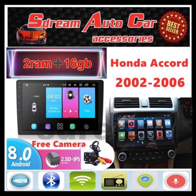 2+32G !! Honda Accord 2002-2006 10 INCH 2.5D Android Player With Casing ...