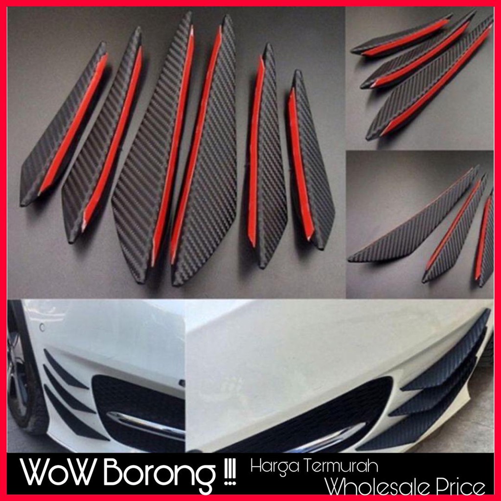 6Pcs Universal Carbon Fiber Style Car Front Bumper Lip Splitter Body ...