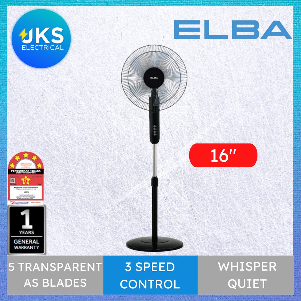 ELBA 16" Stand Fan ESF-E1639TM(GR) | Whisper Quiet | 3-Speed Control ...