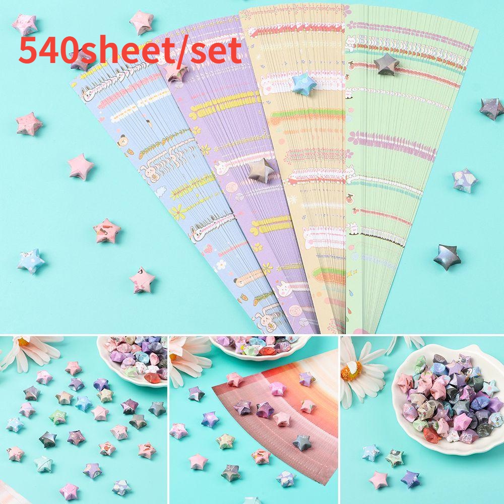 540 Sheet/set One Sided Origami Cute Stars Folding Paper DIY Kids ...