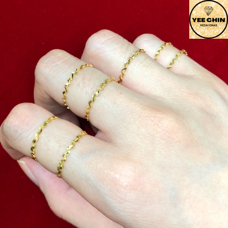 Yee Chin Emas 916 Cincin Zig Zag Wave Padu Bajet/Solid Zig Zag Ring | Shopee Malaysia