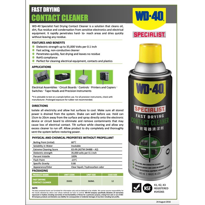 WD40 Specialist Fast Drying Contact Cleaner 360ML | Shopee Malaysia