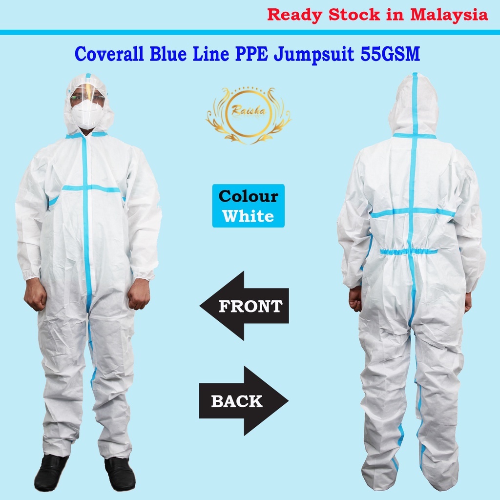 COVERALL BLUE LINE PPE JUMPSUIT 55GSM | Shopee Malaysia