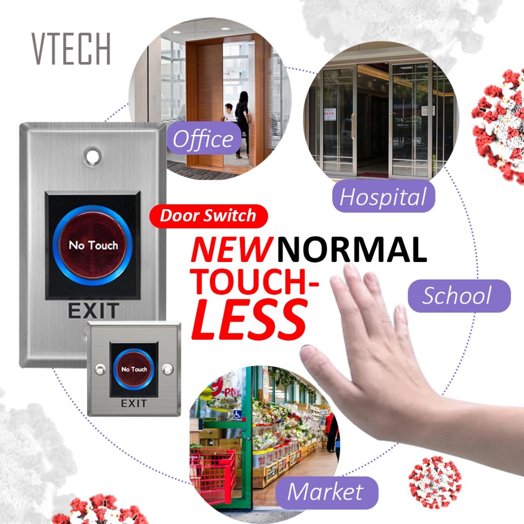 VTECH Touchless No Touch Door Infrared Sensor Exit Button Switch for Access Control Doors ...