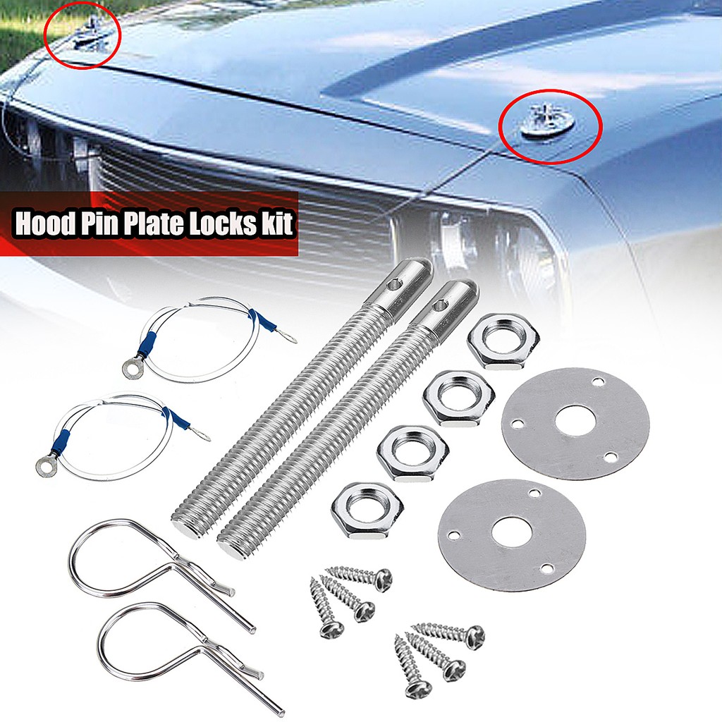 Car Stainless Steel Mount Hood Pin Plate Bonnet Lock Kit | Shopee Malaysia