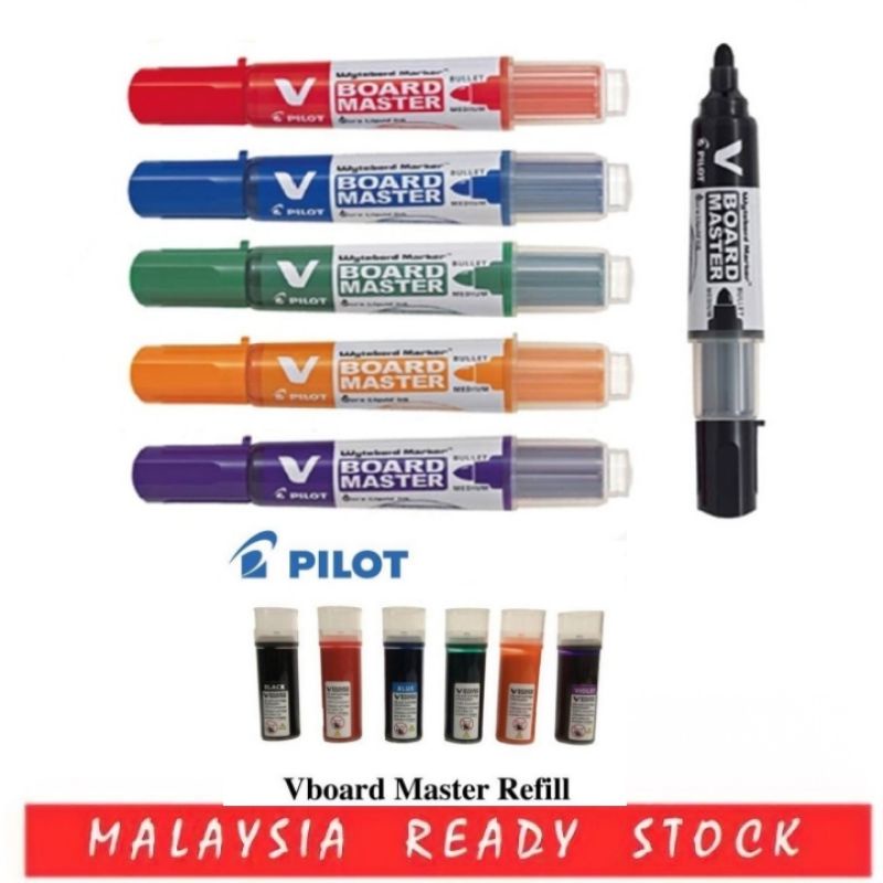 Pilot V Board Master Whiteboard Marker Bullet Chisel Artline Marker 500 ...
