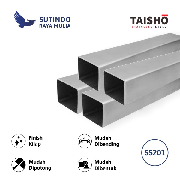 Ss 201 Glossy Stainless Box Pipe 30x30MM x 1.2M x 6M - Sutindo Store ...