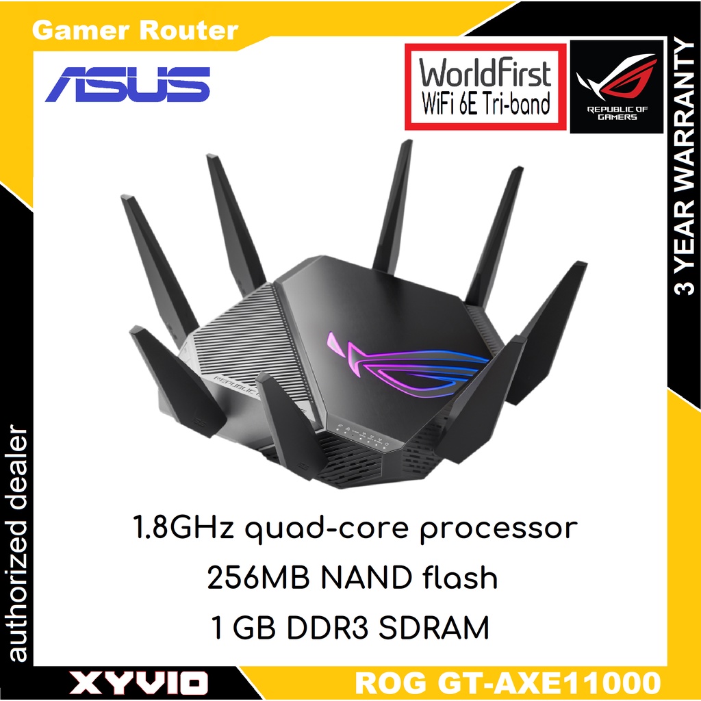 ASUS ROG Rapture GT-AXE11000 Tri-band WiFi 6E Gaming Router | Shopee ...