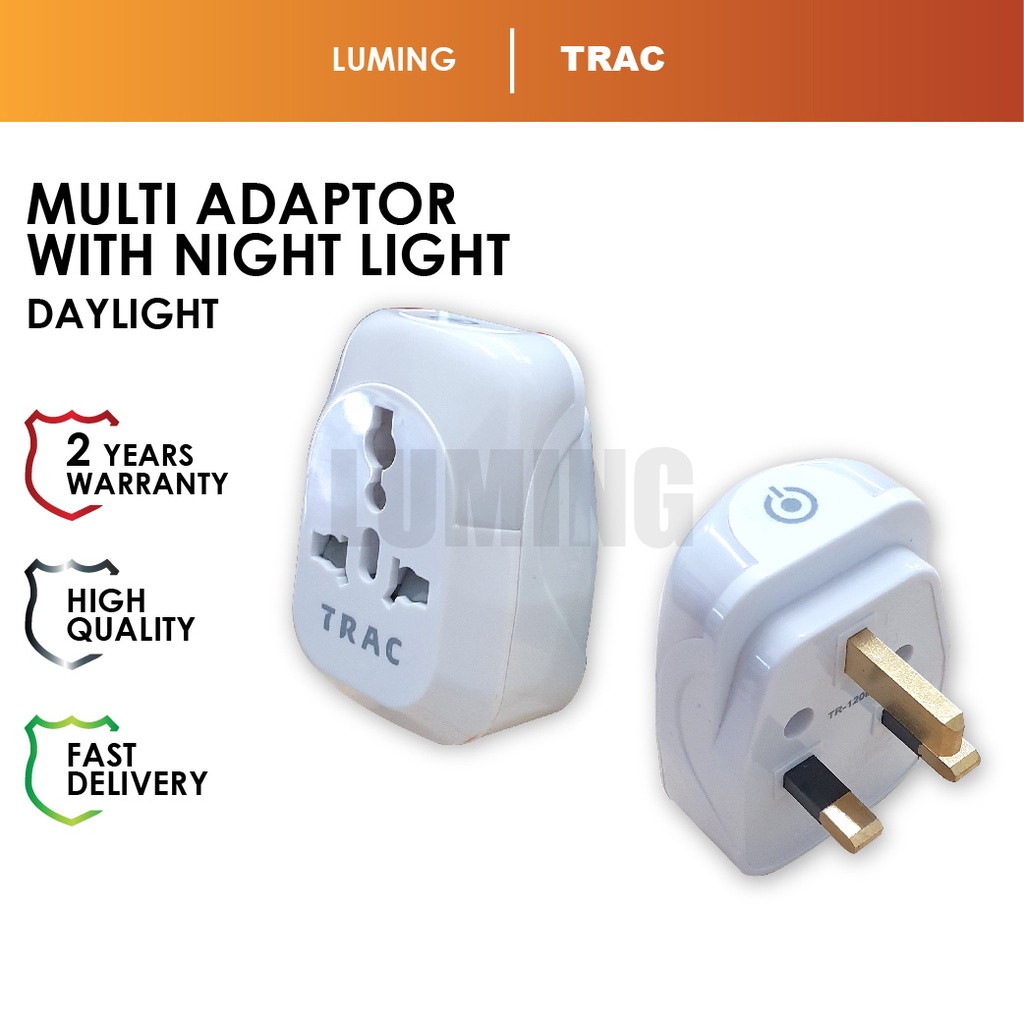 LMG_ 2in1 Universal Adaptor LED Night Light UK 3 Pin Plug Switch Socket ...