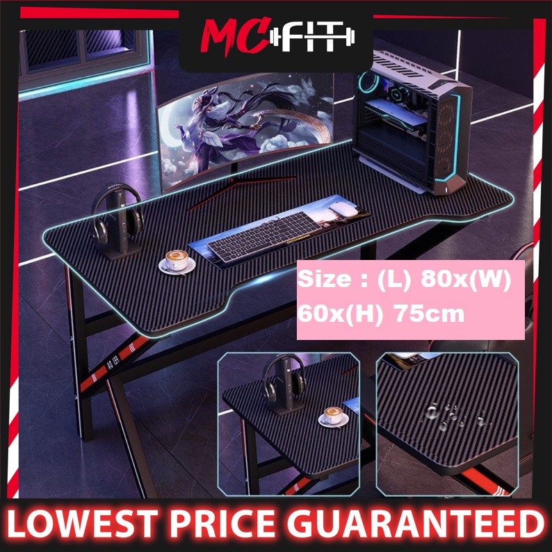 MCFIT 80cm High Quality Carbon Matte Gaming Table /Meja Gaming/Computer ...