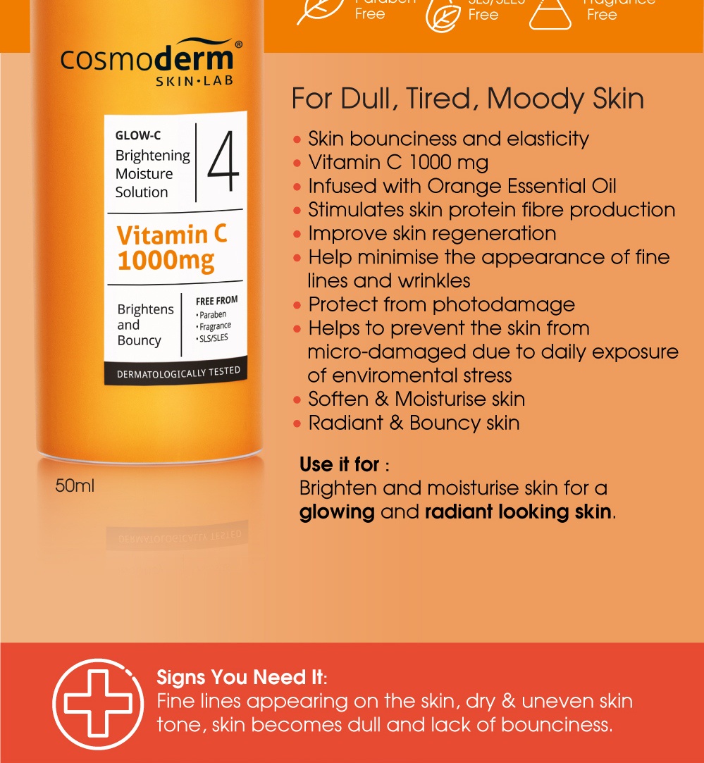 Cosmoderm Glow-C Brightening Moisture Solution 50ml (Vitamin C ...