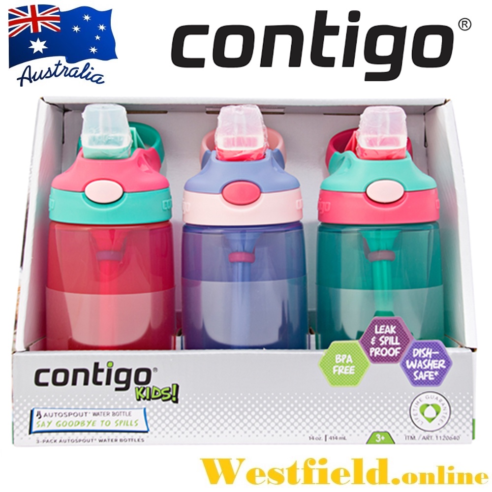 [AUS Import] Contigo Kids' Gizmo Water Bottles ( 3 x 414ml )(Red & Teal ...