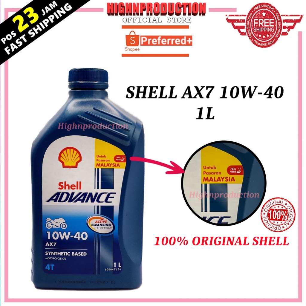 4T SHELL ADVANCE AX7/AX5 15W-40/AX7 10W-40 1L API SM🔥100% Original Malaysia 🔥Ready stock ...
