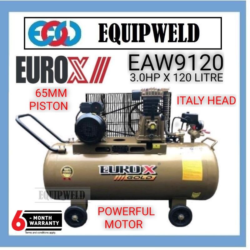 Eurox Gold EAW9120 3.0HP X 120Litre Air Compressor Belt Driven 8 Bar (Europower) 3HP X 120L ...