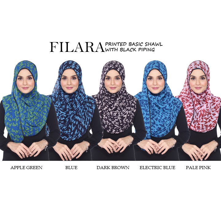 Shawl with Black Piping - Filara Series BUTIK PAPILIO Printed | Shopee ...